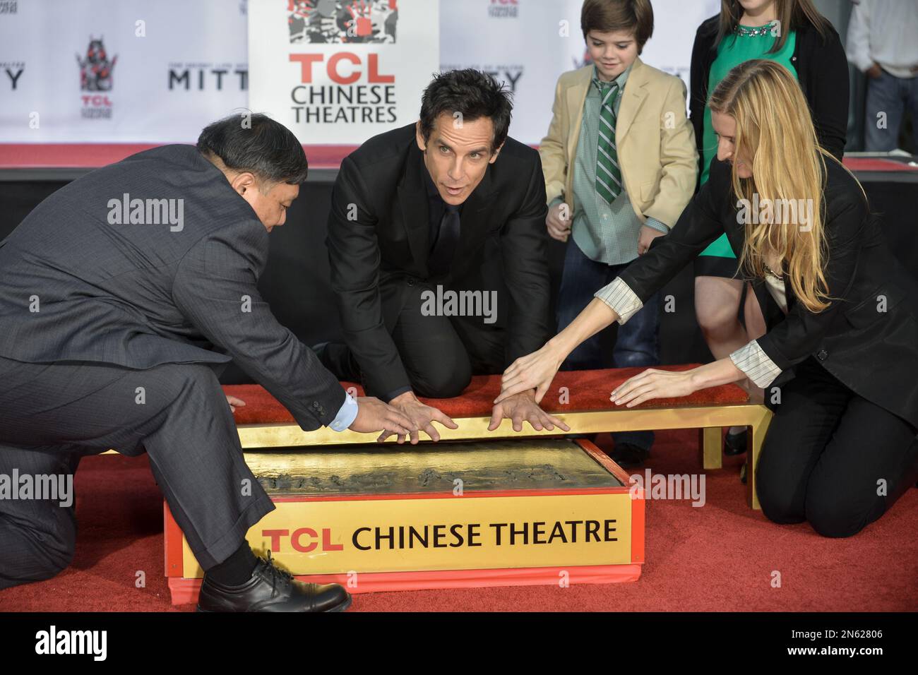 Actor Ben Stiller signs his name in concrete during the Ben Stiller ...