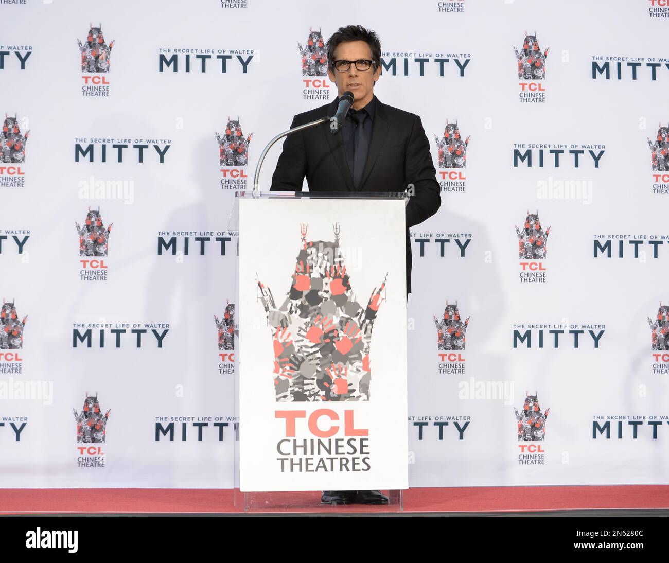 Actor Ben Stiller signs his name in concrete during the Ben Stiller ...