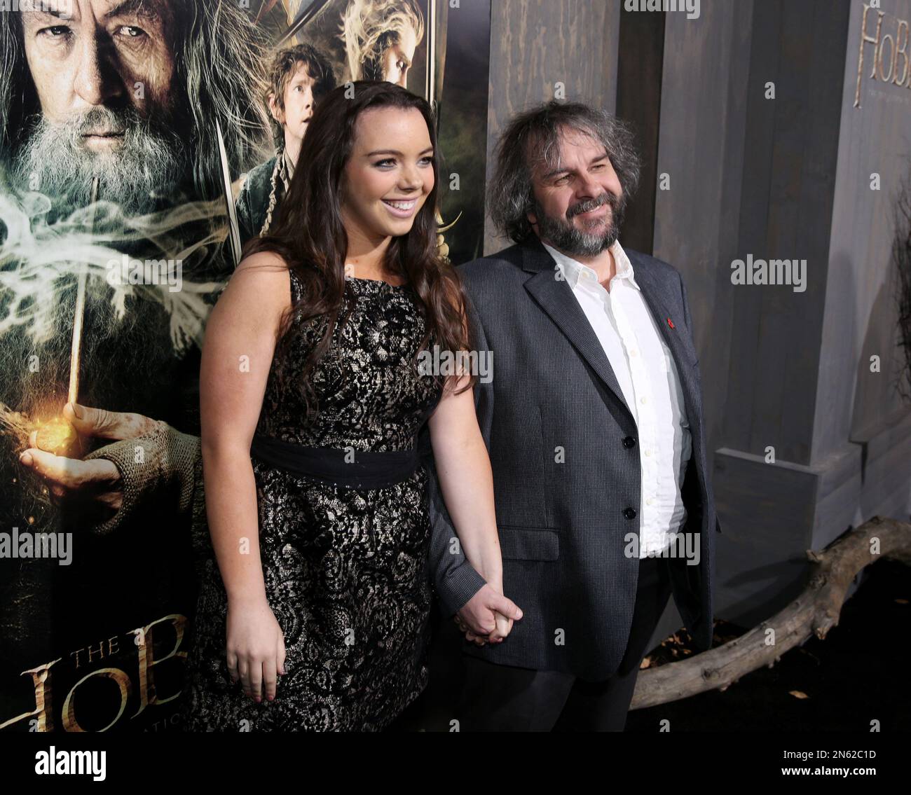 Katie Jackson, left, and Peter Jackson arrive at the Los Angeles ...