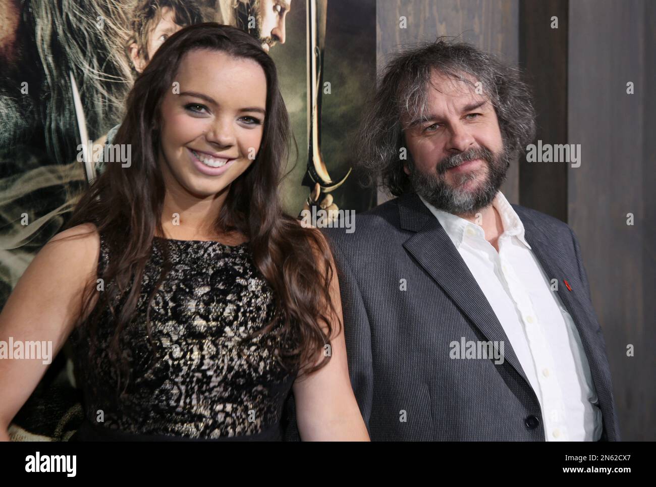 Katie Jackson, left, and Peter Jackson arrive at the Los Angeles ...