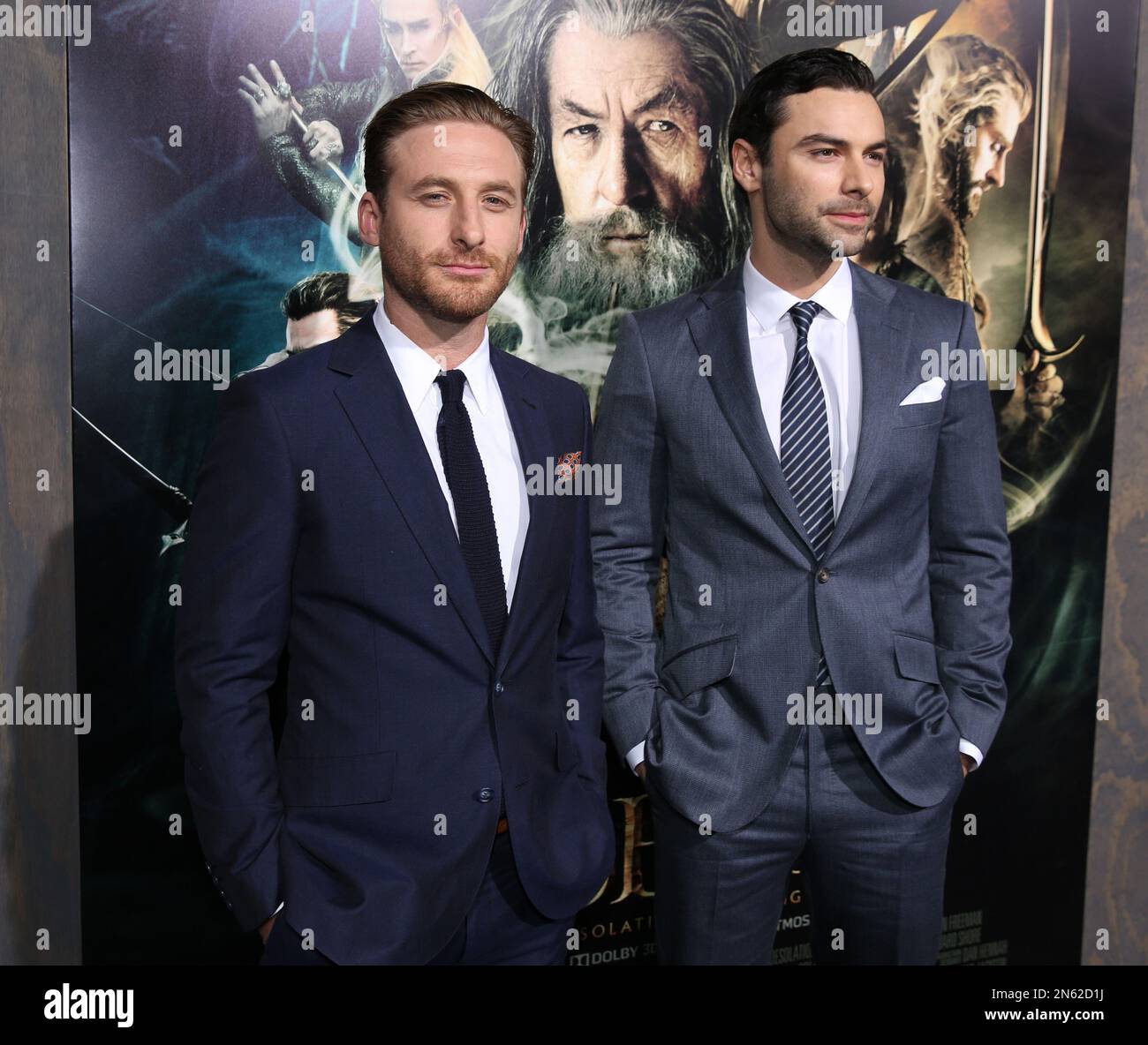 Dean O'Gorman, left, and Aidan Turner arrive at the Los Angeles ...