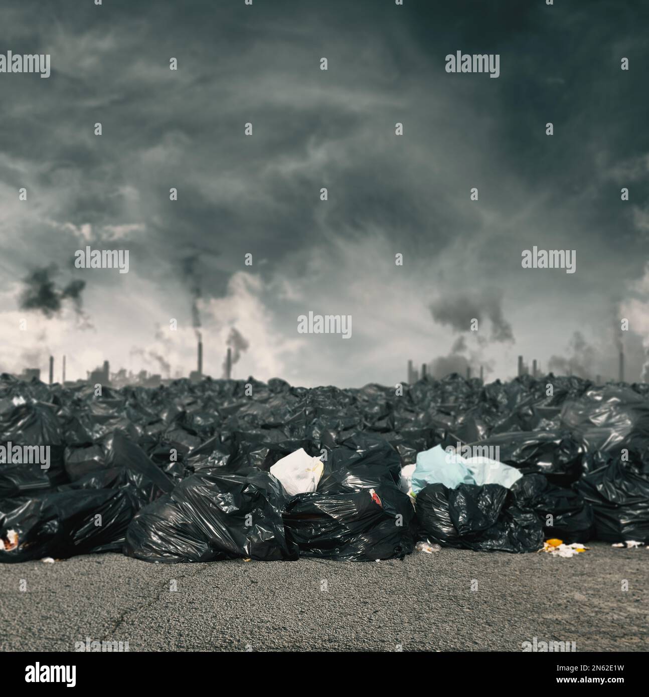 Environment damaged by garbage and industry pollution. ecology concept ...