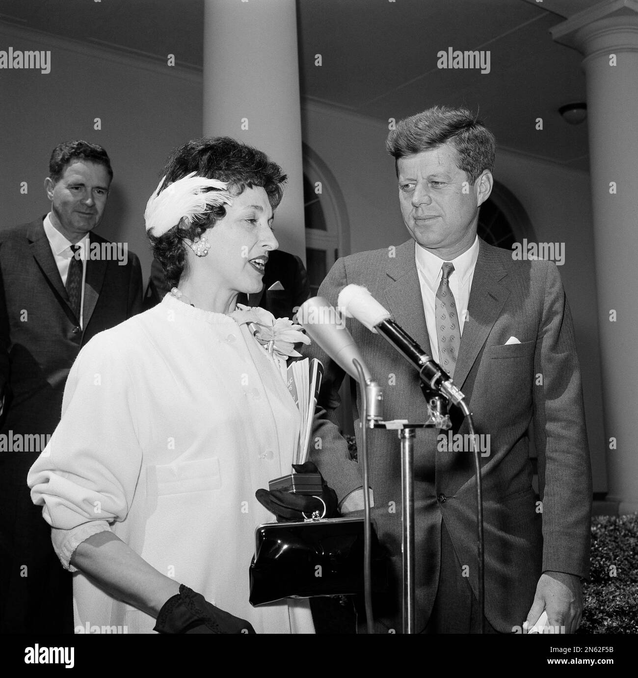 President John F. Kennedy is shown with Miss Helen Adams of Cumberland ...