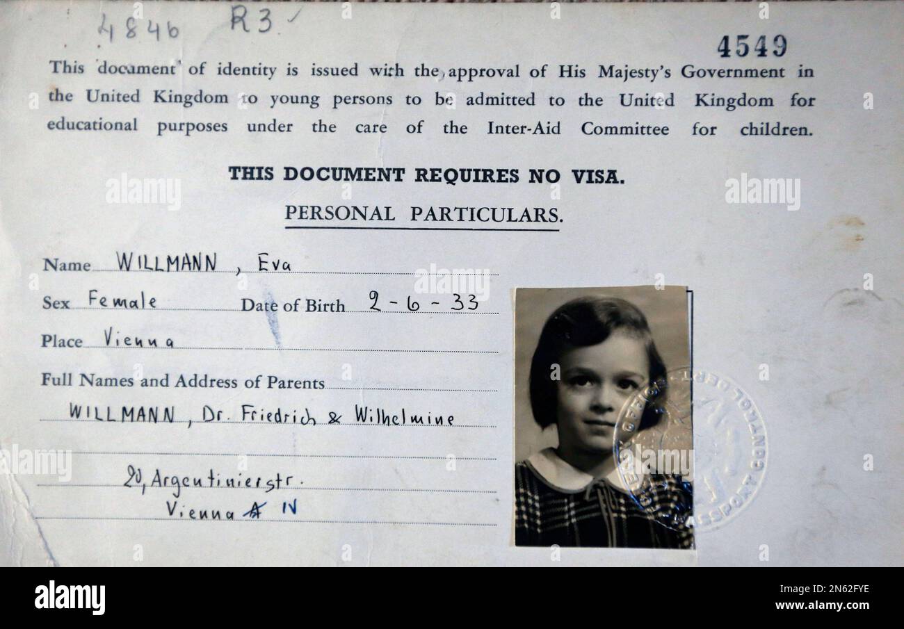 This Nov. 27 2013 photo shows the British identity card from 1939 of ...