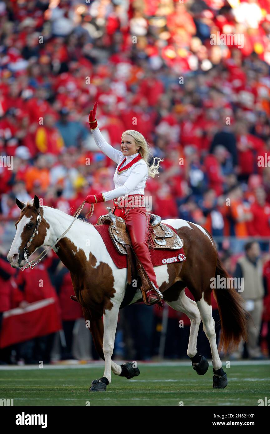 Kansas City Chiefs mascot Warpaint is seen before an NFL football game ...