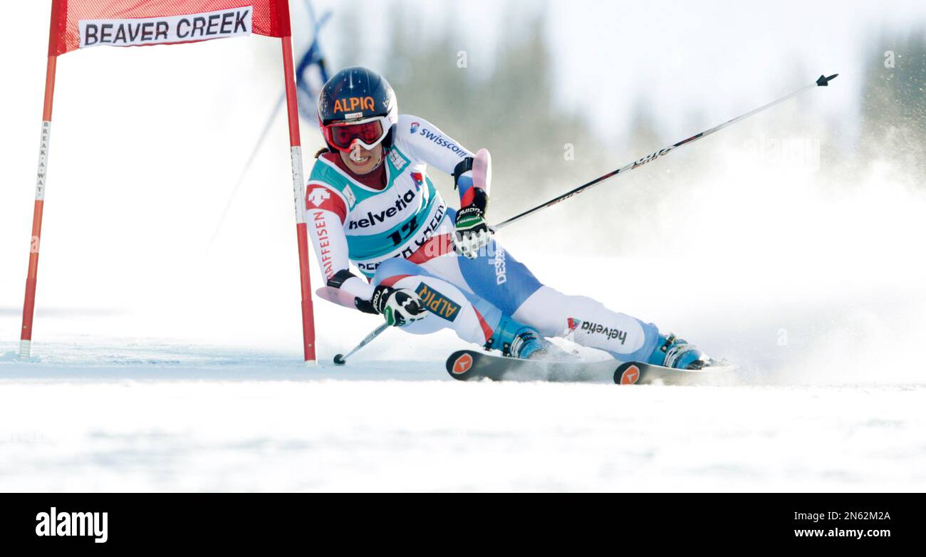 Switzerland's Dominique Gisin heads down course during the first run of ...