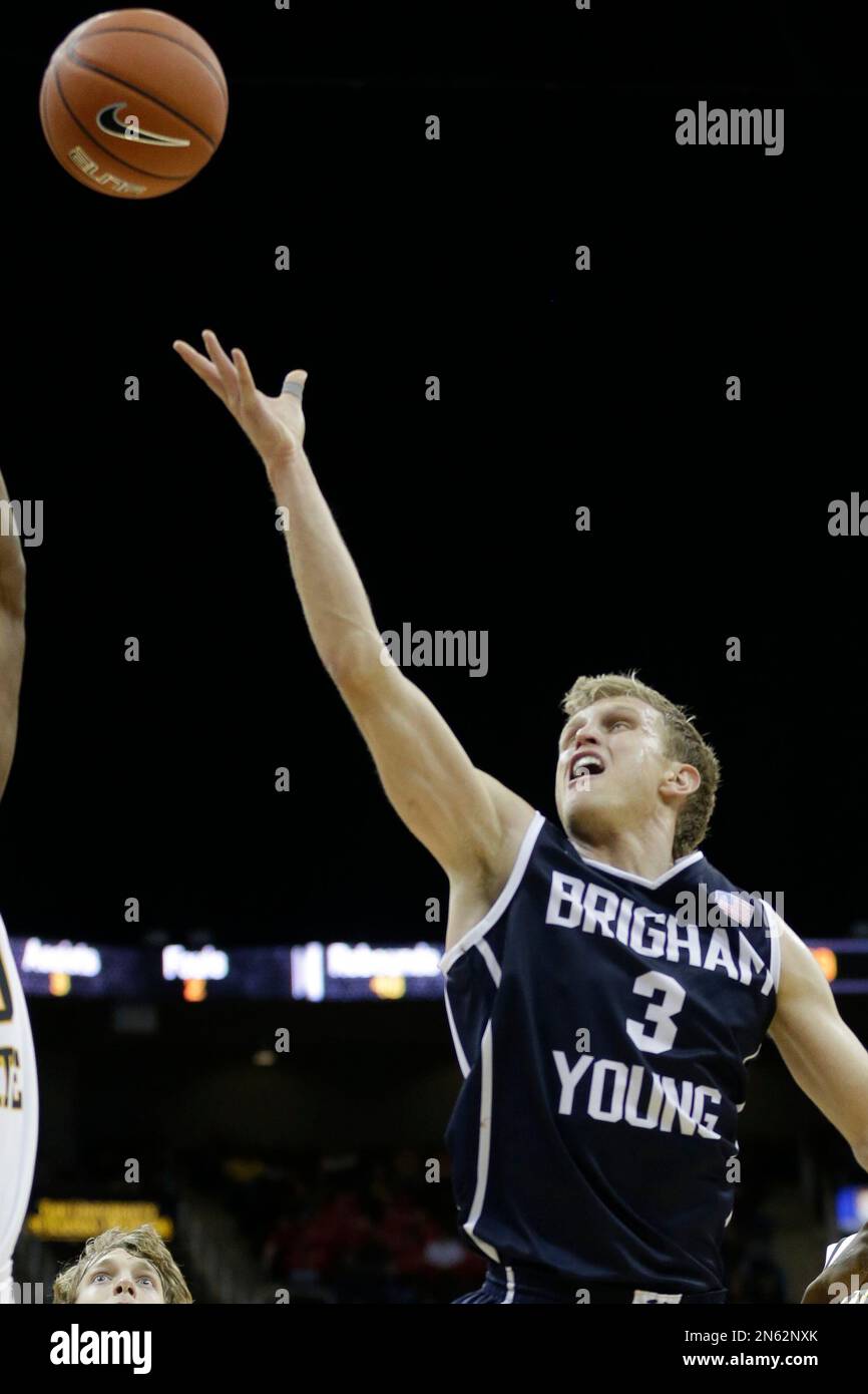 Brigham Young's Tyler Haws shoots during the first half of an NCAA ...