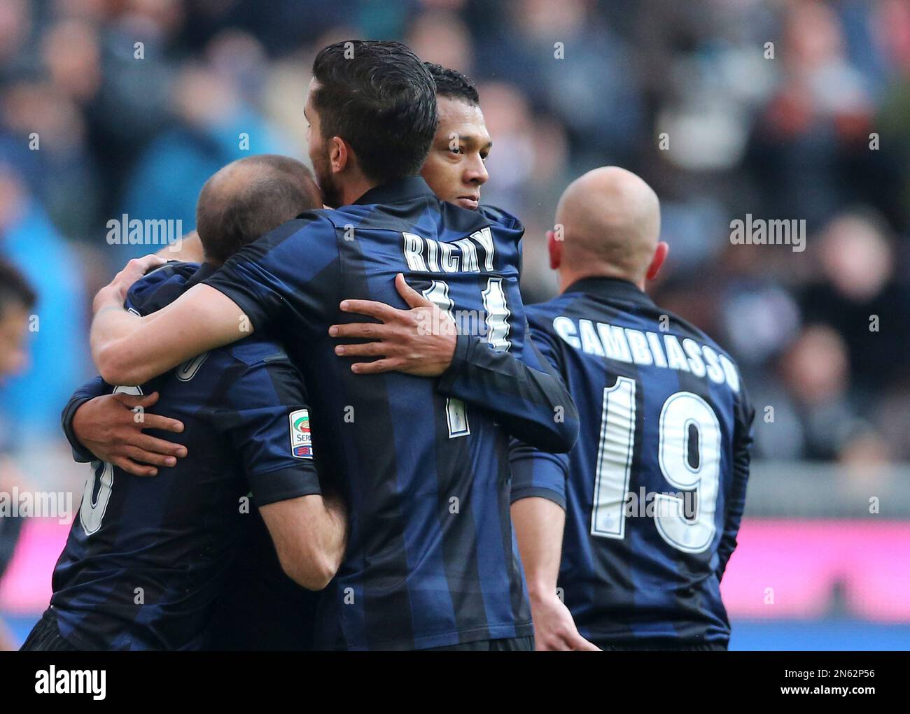 Inter Milan Colombian midfielder Fredy Guarin, third from left ...