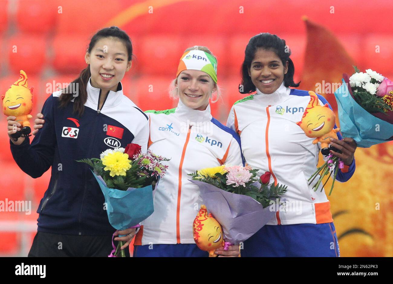 From left: second placed Qish Li of China, winner Thijsje Oenema of the ...