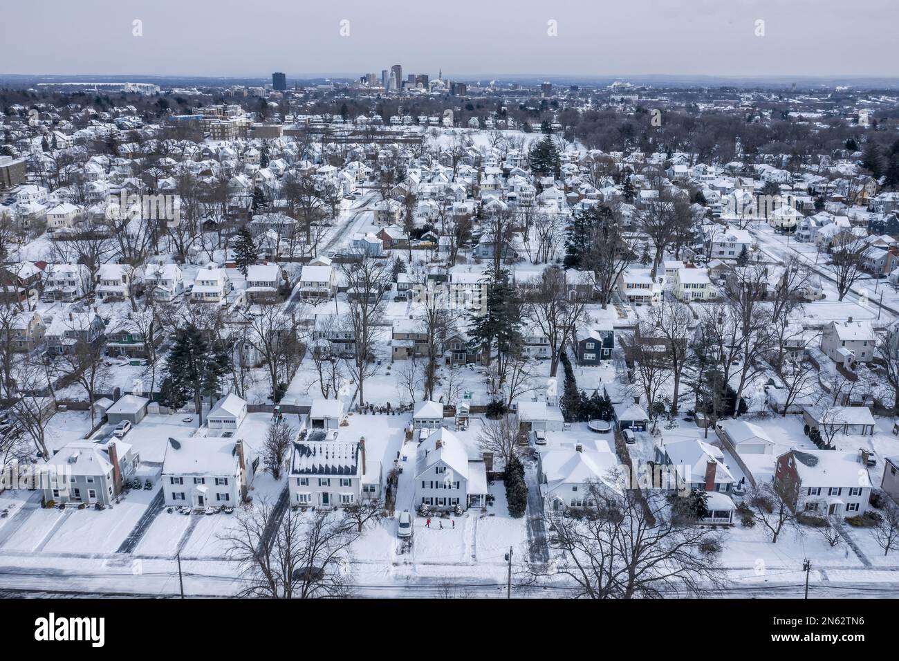 Aerial view of West Hartford, Connecticut during the winter Stock Photo ...