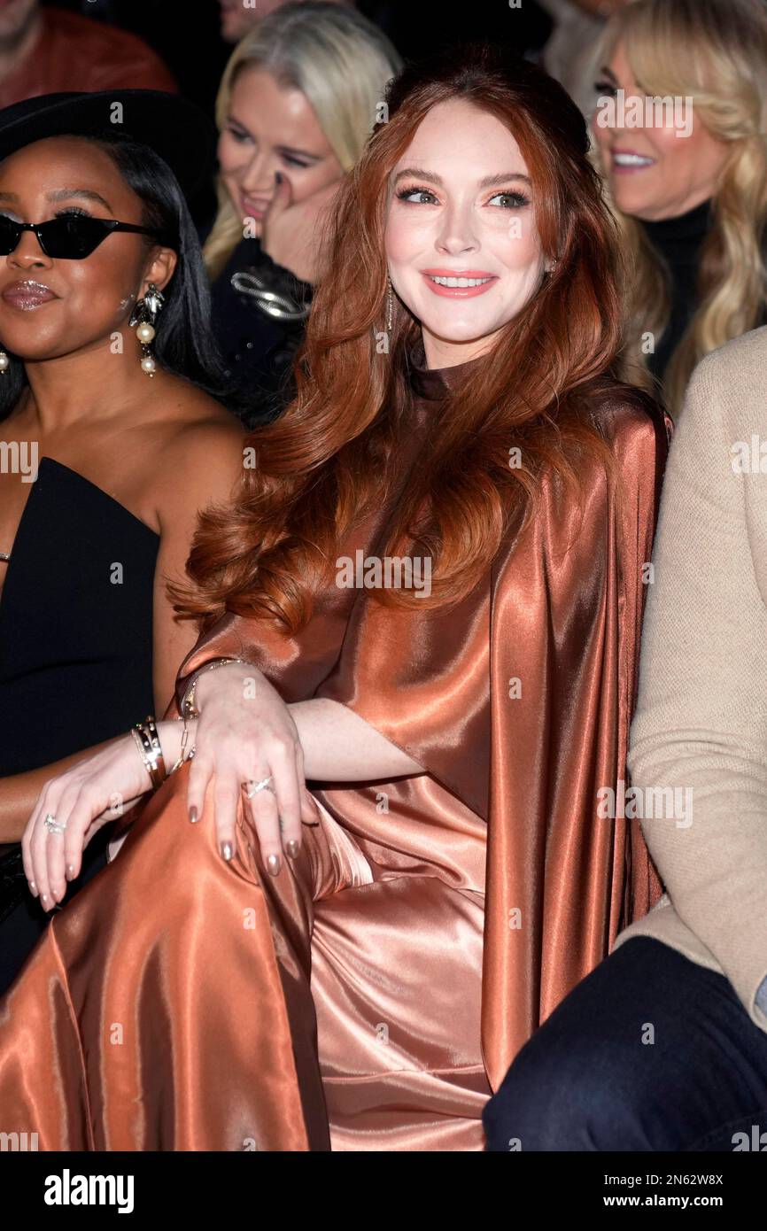 Lindsay Lohan attends the Christian Siriano Fall/Winter 2023 fashion ...