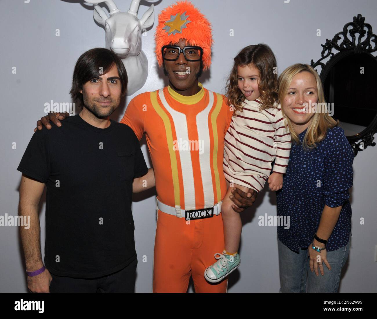 From left, Jason Schwartzman is seen with DJ Lance Rock, daughter ...