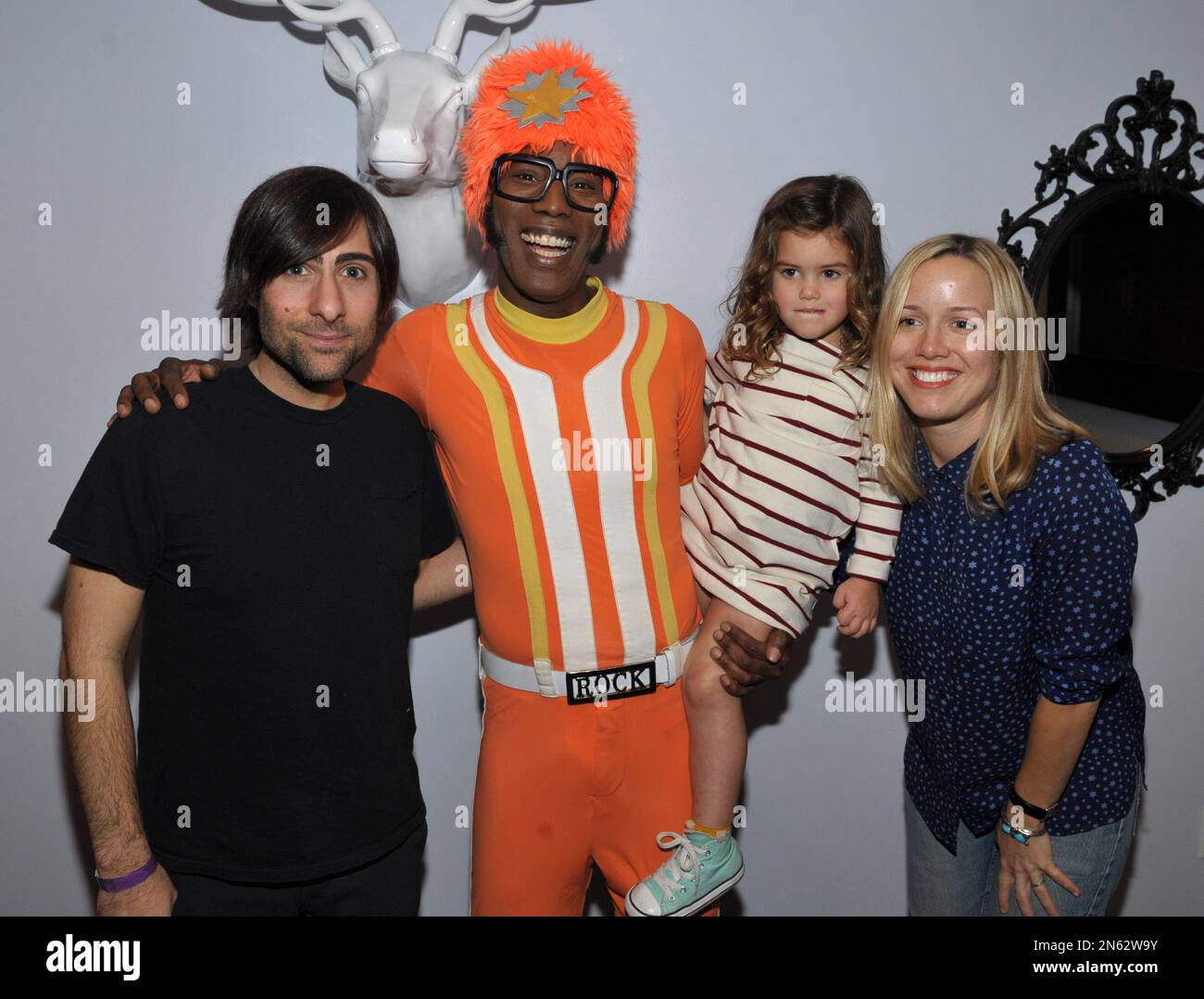 From left, Jason Schwartzman is seen with DJ Lance Rock, daughter ...