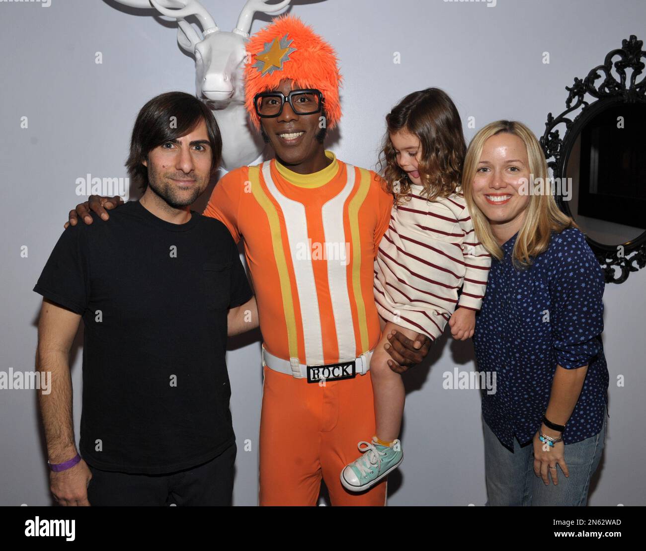 From left, Jason Schwartzman is seen with DJ Lance Rock, daughter ...
