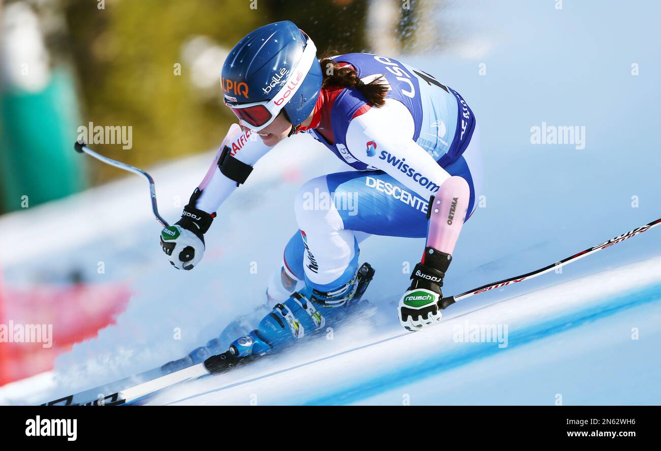 Switzerland's Dominique Gisin heads down course during the women's ...