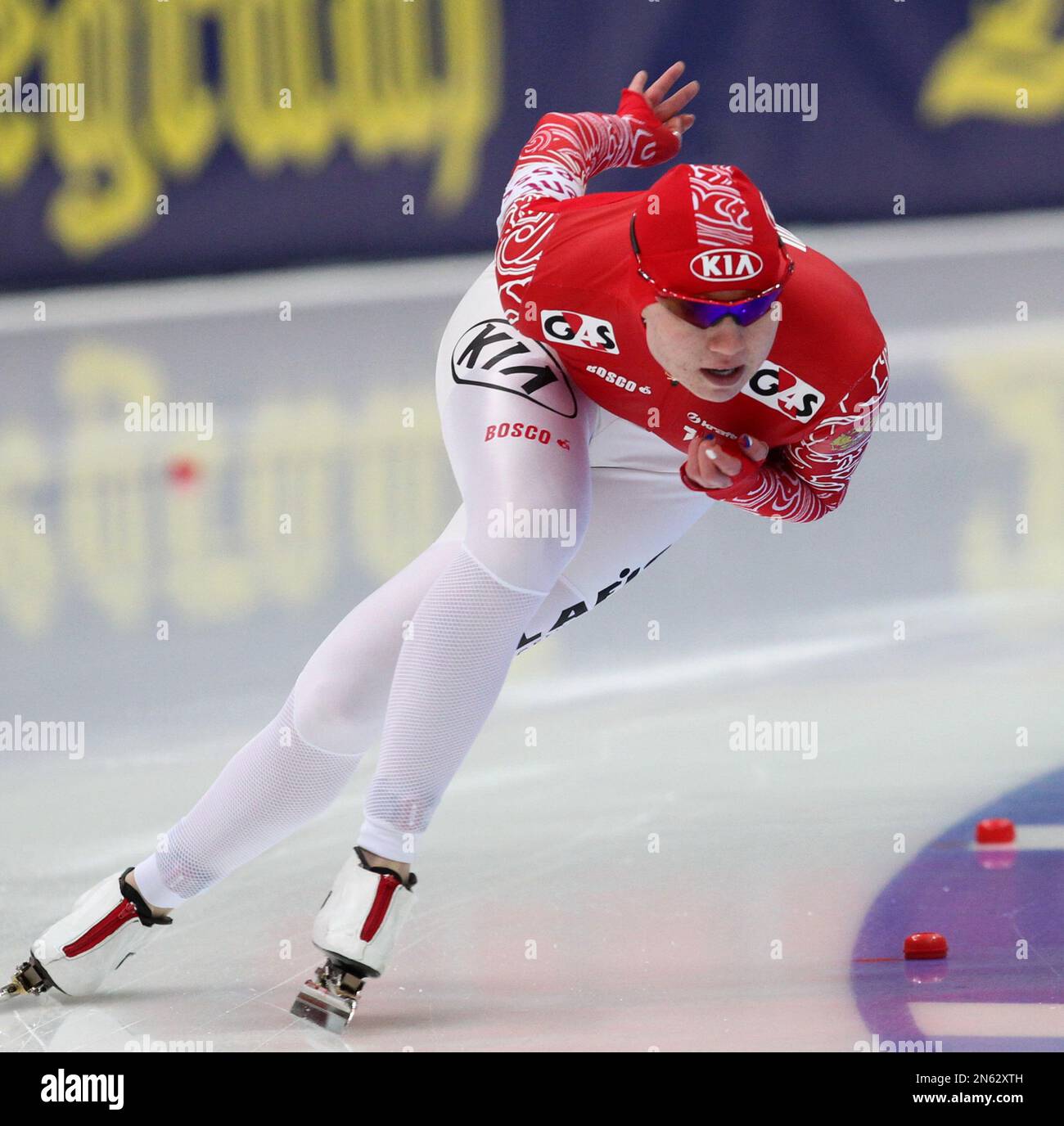 Third placed Russia's Olga Fatkulina skates in the women's 500-meter ...