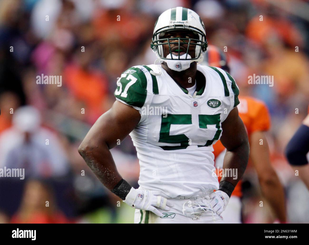 FILE - In this Oct. 17, 2010, file photo, New York Jets linebacker Bart ...