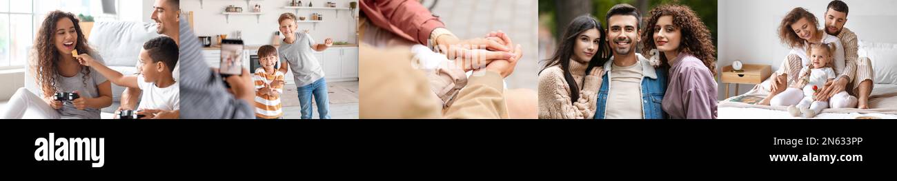 Set of different happy families Stock Photo - Alamy