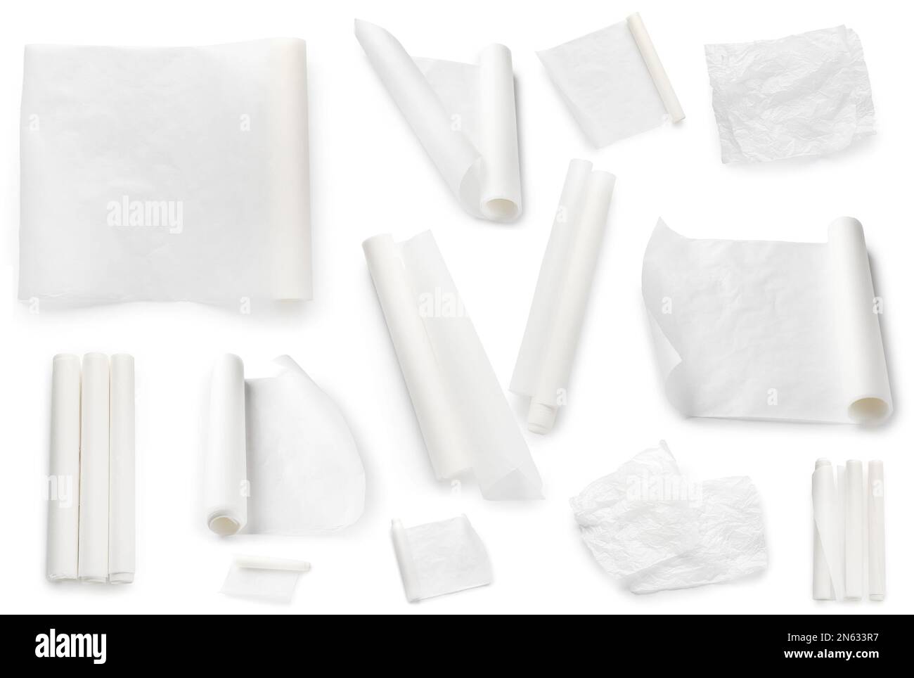 Set of baking paper on white background Stock Photo - Alamy