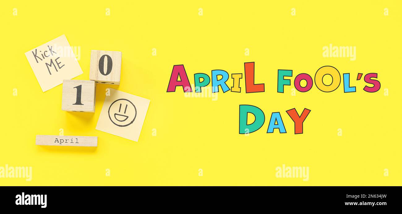 Banner for April Fools Day with calendar Stock Photo - Alamy