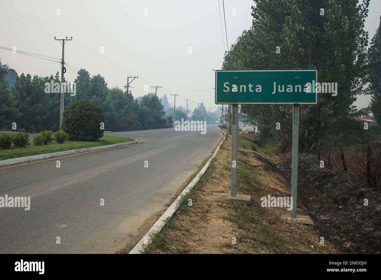 Durban, Chile. 09th Feb, 2023. The entrance to the commune of Santa ...