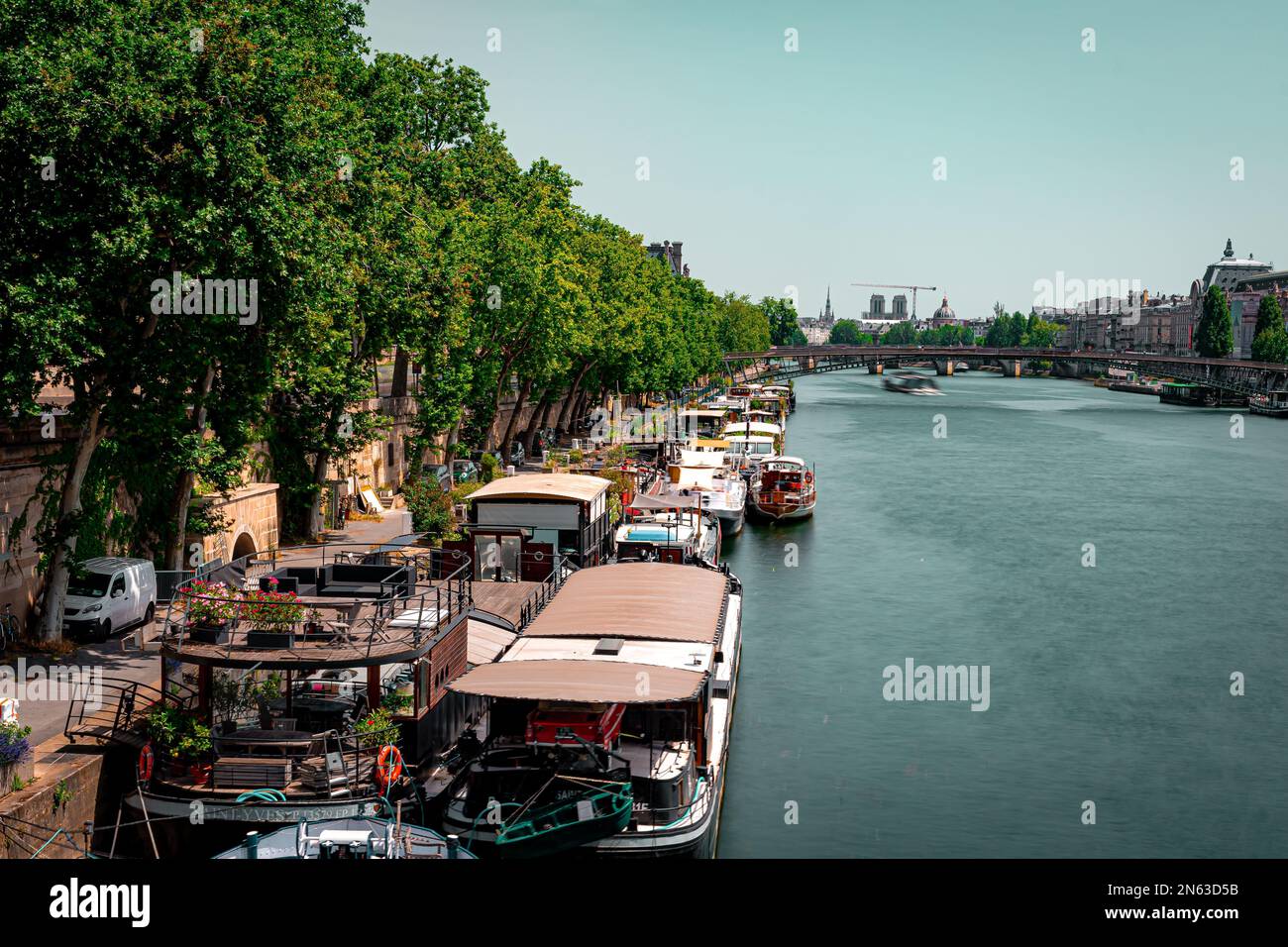 The barges along the Seine in Paris Stock Photo - Alamy