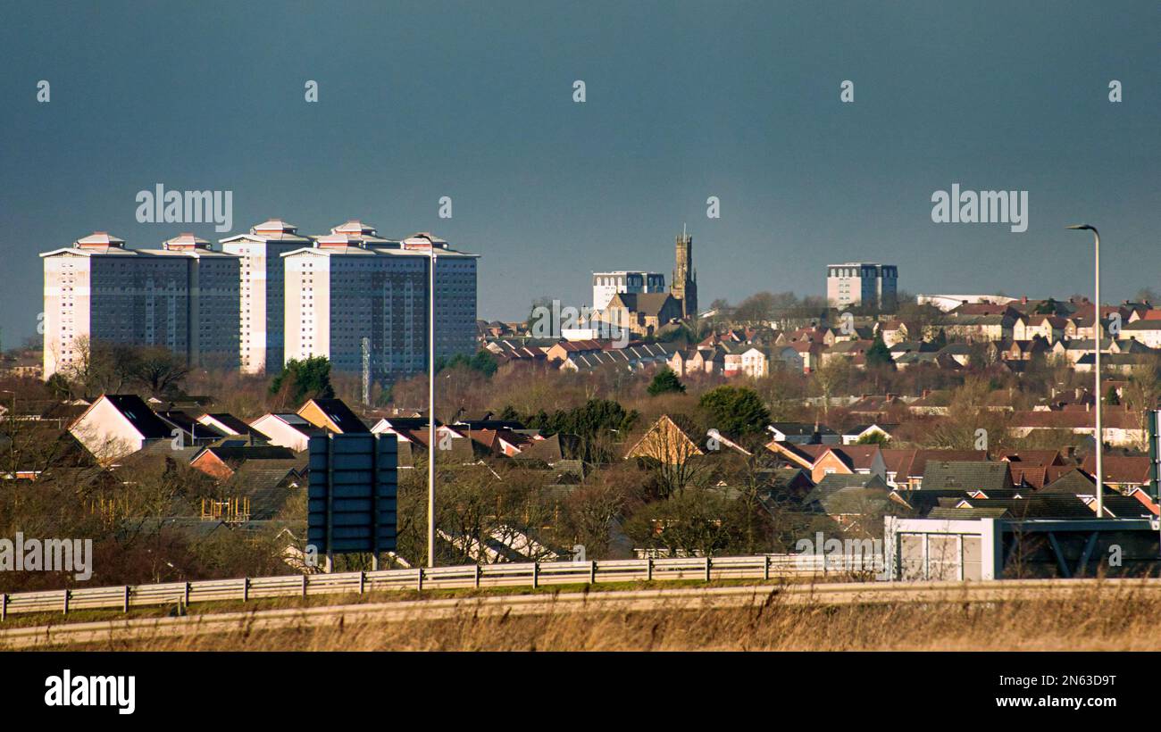 Coatbridge North Lanarkshire, Scotland distance aerial shot with the ...