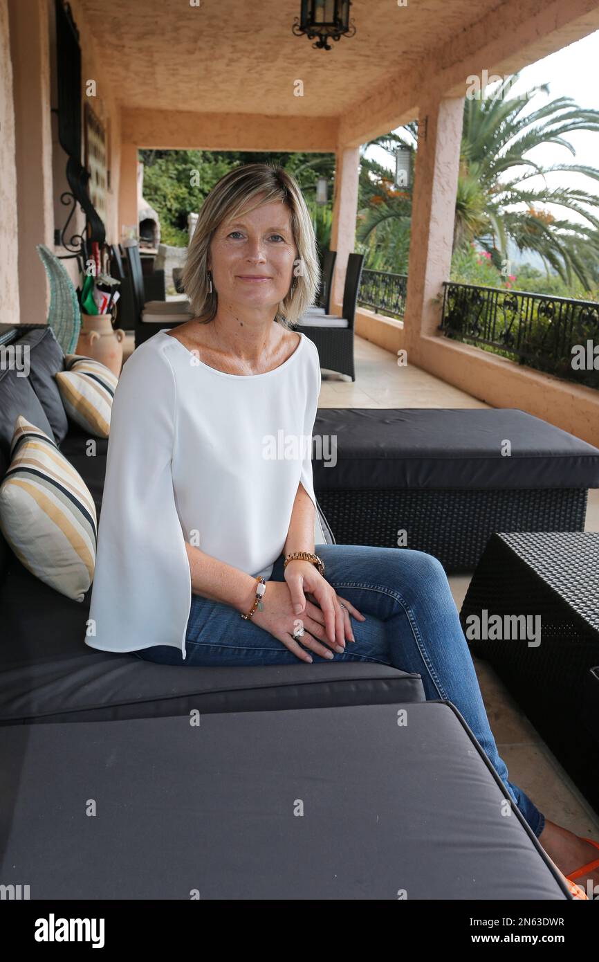 British writer Karen Hockley poses for photographer at Bar sur Loup ...