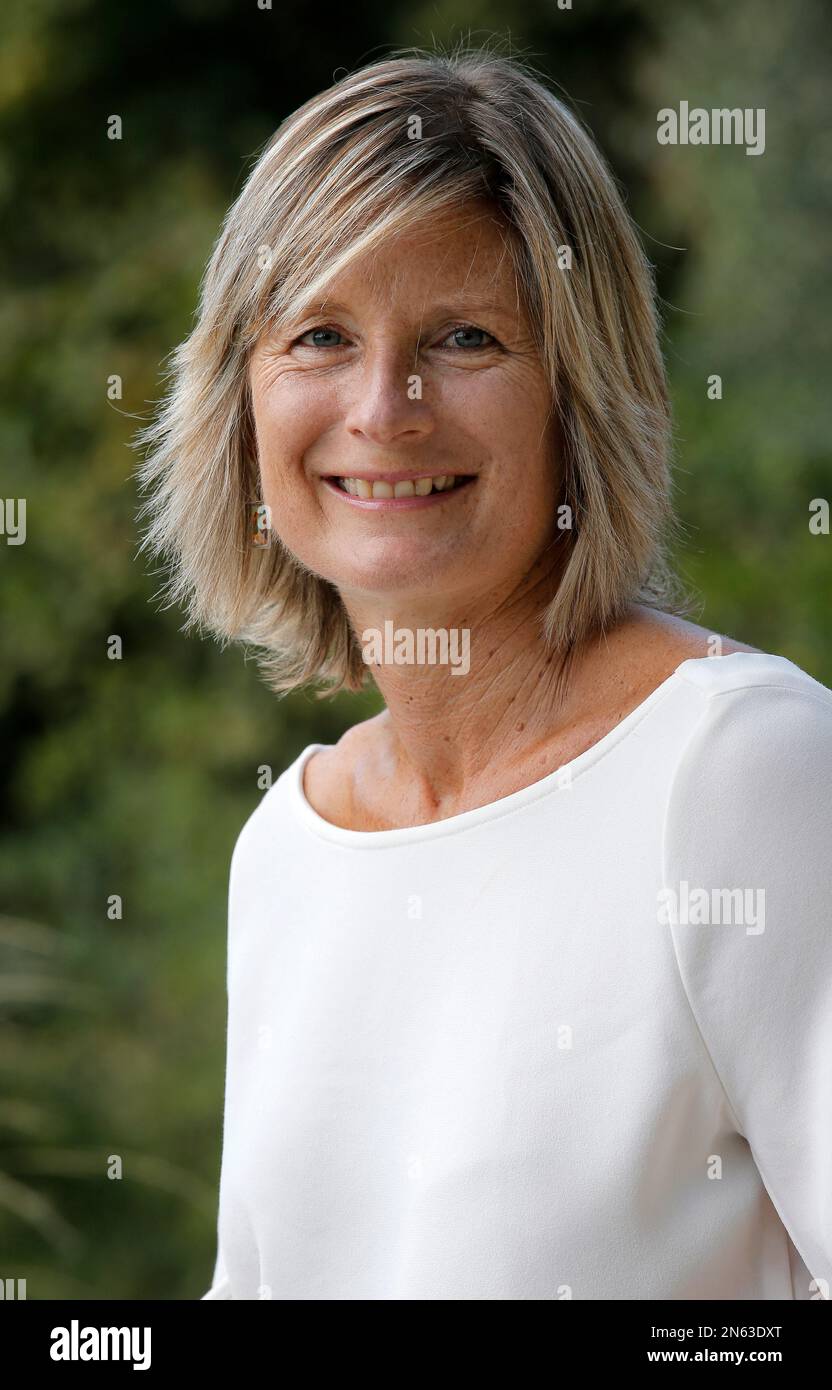 British writer Karen Hockley poses for photographer at Bar sur Loup ...