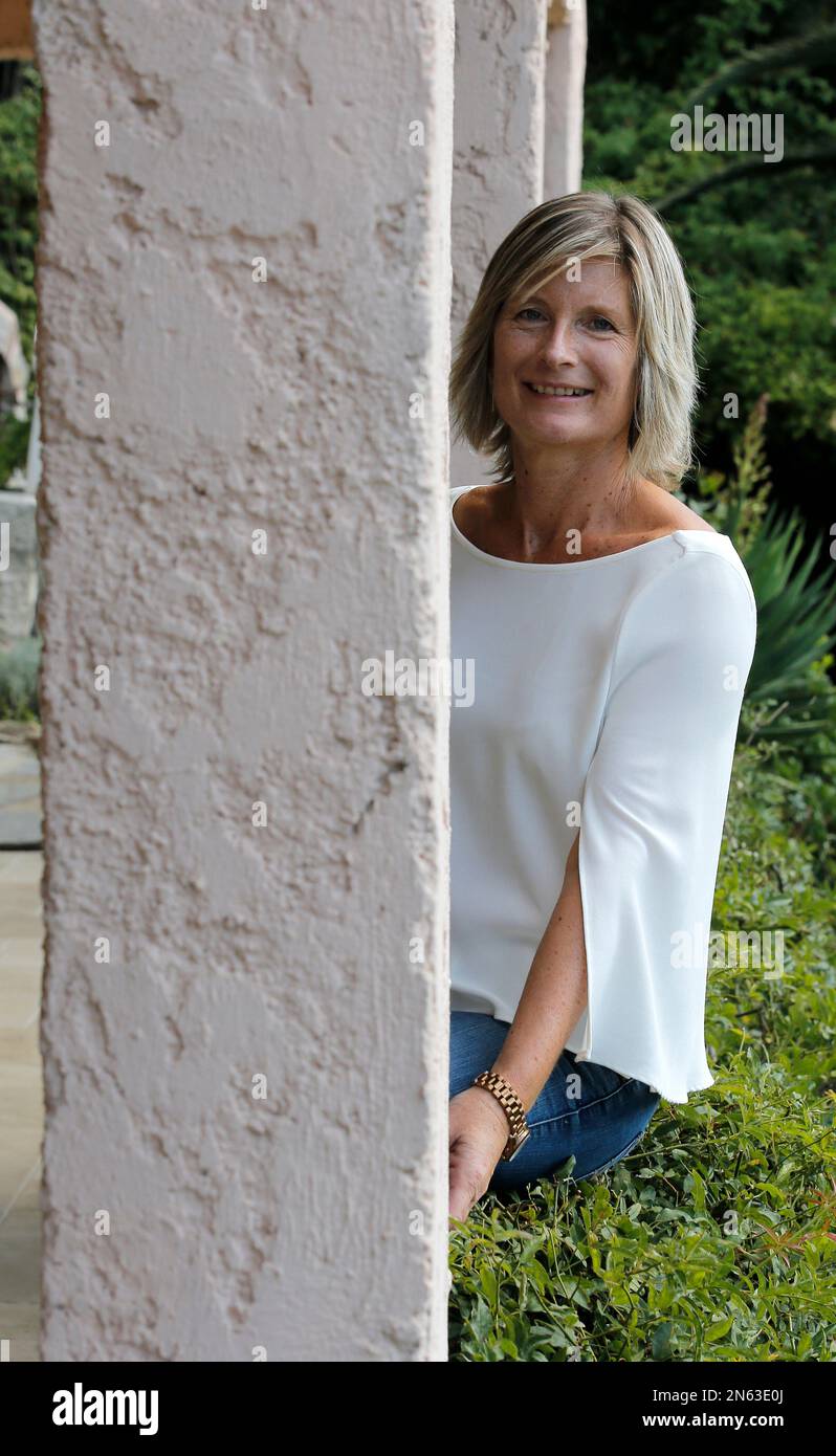 British writer Karen Hockley poses for photographer at Bar sur Loup ...