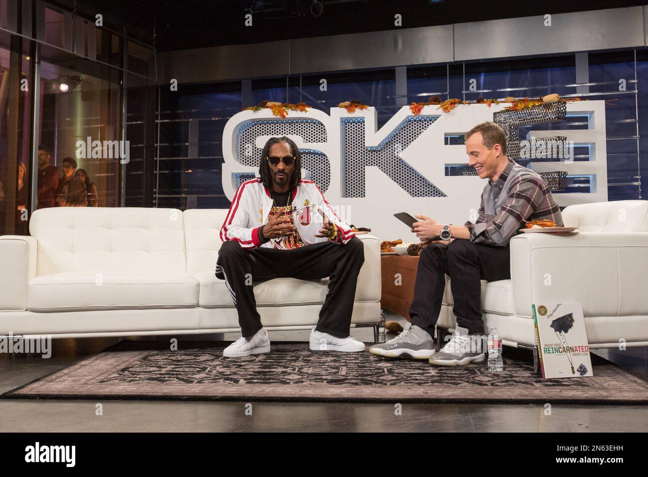 Snoop Dogg and host DJ Skee on set during filming of SKEE Live on ...