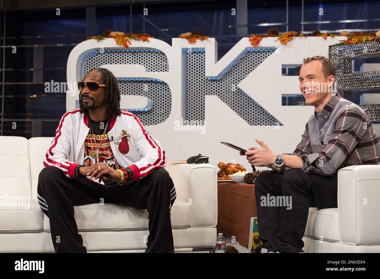 Snoop Dogg and host DJ Skee on set during filming of SKEE Live on ...