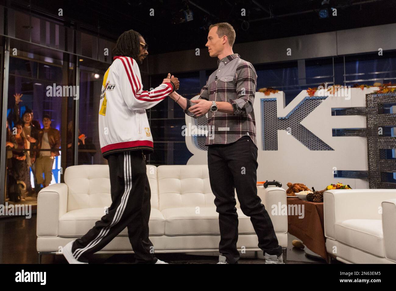 Snoop Dogg and host DJ Skee on set during filming of SKEE Live on ...