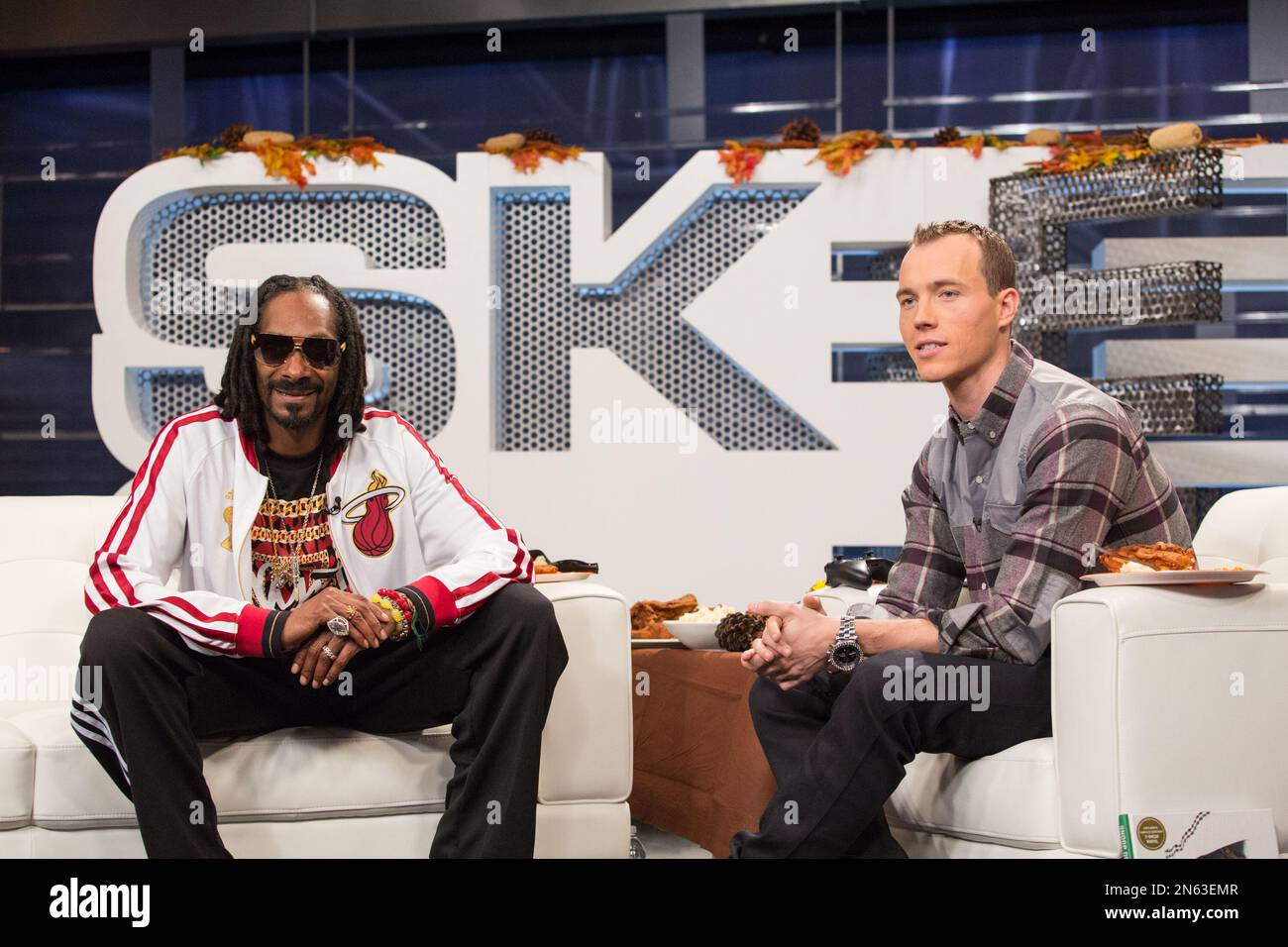 Snoop Dogg and host DJ Skee on set during filming of SKEE Live on ...