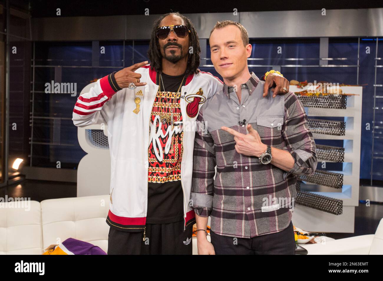 Snoop Dogg and host DJ Skee on set during filming of SKEE Live on ...