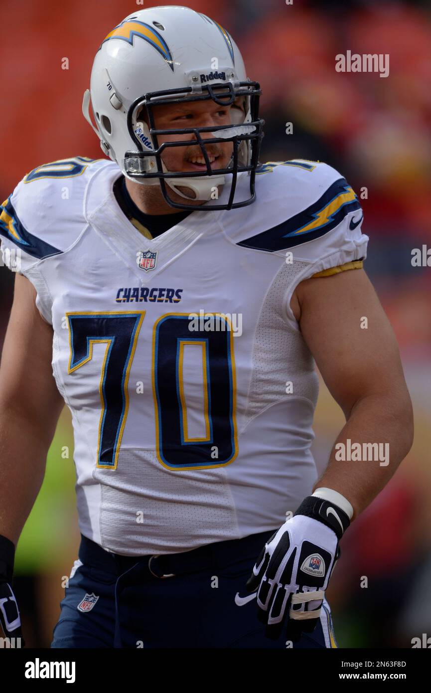 San Diego Chargers guard Stephen Schilling (70) during warm-ups before ...
