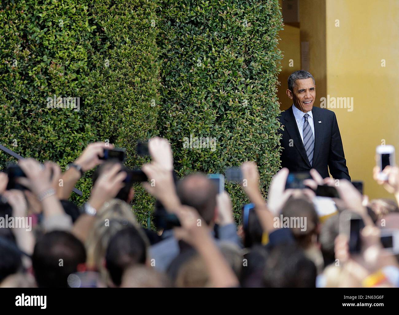 President Barack Obama arrives to speak at the DreamWorks Animation ...