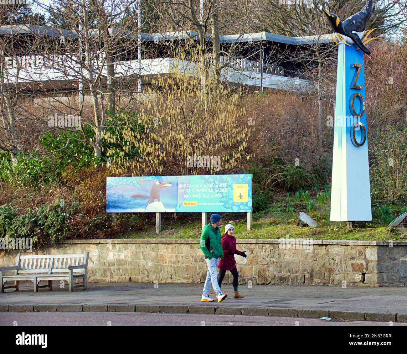 zoo sign costorphine road entrance to Edinburgh zoo Stock Photo - Alamy