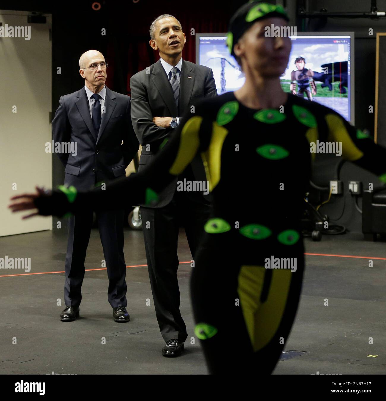 President Barack Obama and DreamWorks Animation CEO Jeffrey Katzenberg ...