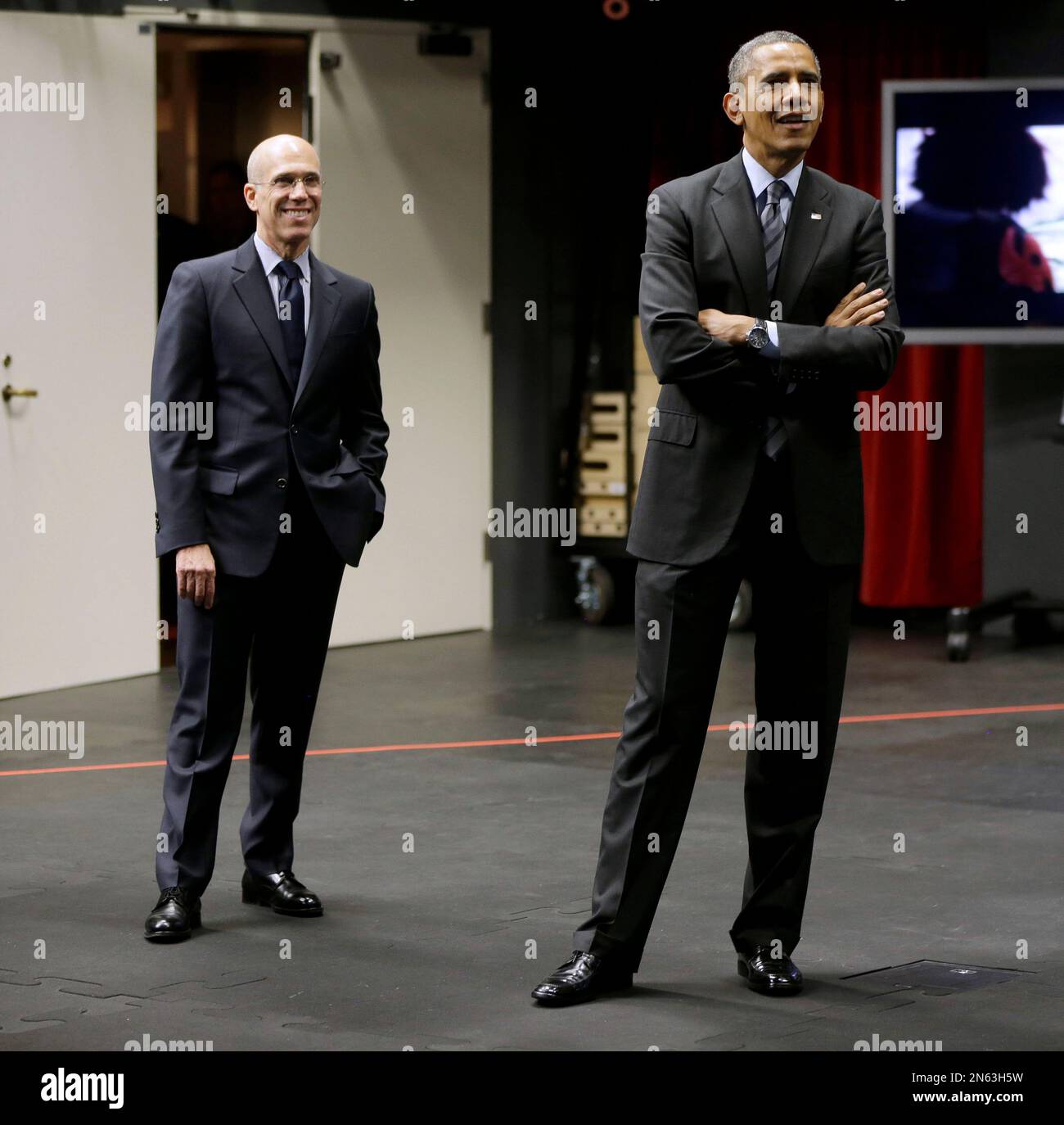President Barack Obama and DreamWorks Animation CEO Jeffrey Katzenberg ...
