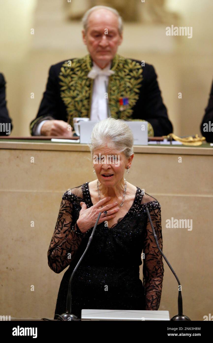 U.S. molecular biologist Joan Argetsinger Steitz delivers her speech as ...