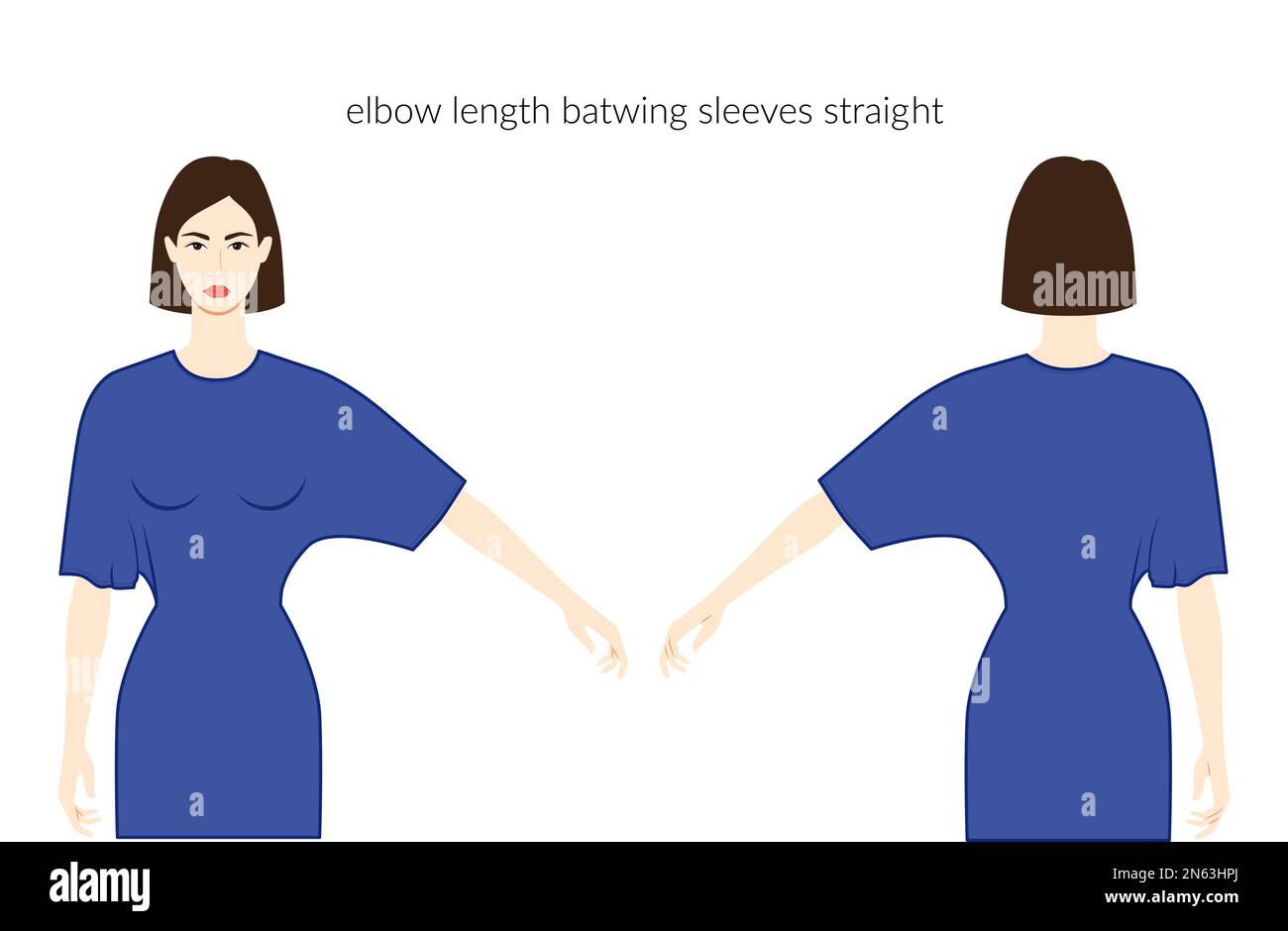 Batwing sleeves elbow length clothes character beautiful lady in blue ...