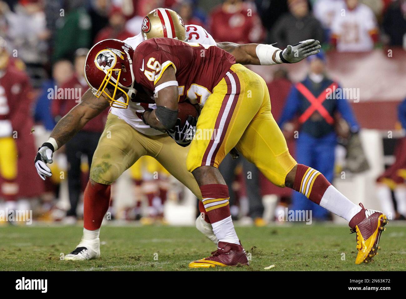 Washington Redskins running back Alfred Morris is stopped by San ...