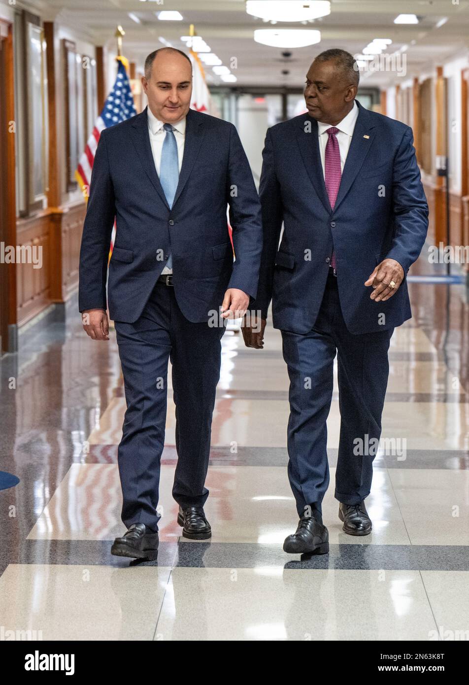 Secretary of Defense Lloyd J. Austin III speaks with Georgian Defense ...