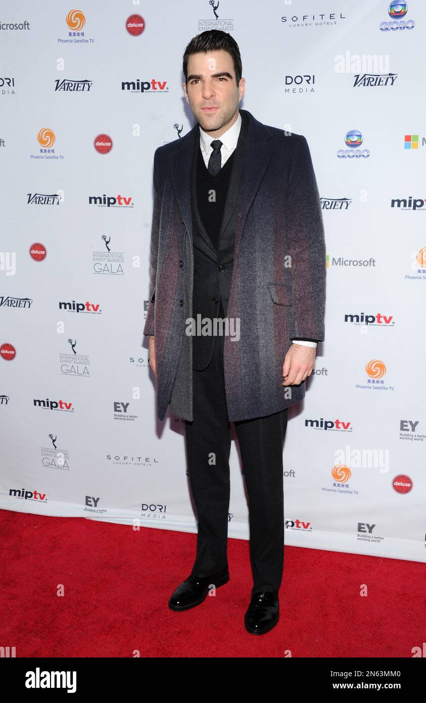 Actor Zachary Quinto arrives at the 2013 International Emmy Awards Gala ...