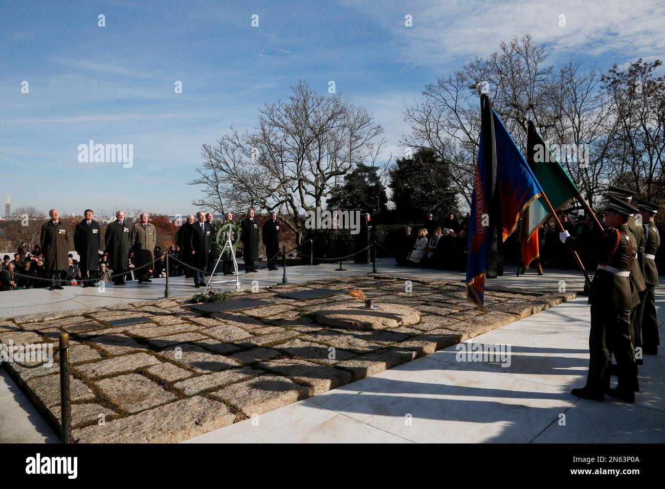 Lt. Col. John Dunne, sixth from left, and members of the 37th Irish ...