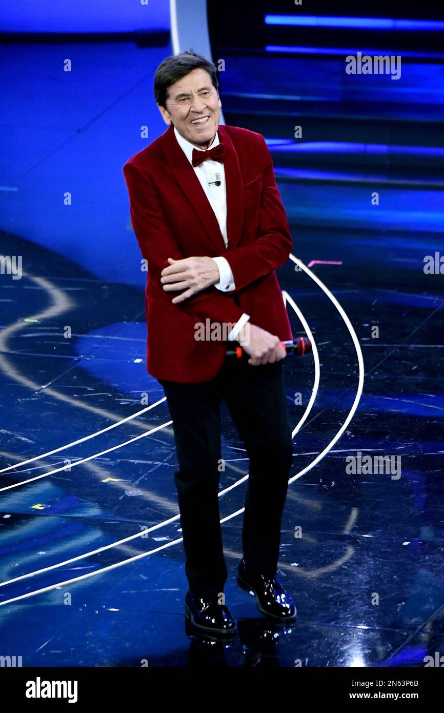 Sanremo, 73rd Italian Song Festival, Third Evening. Gianni Morandi ...