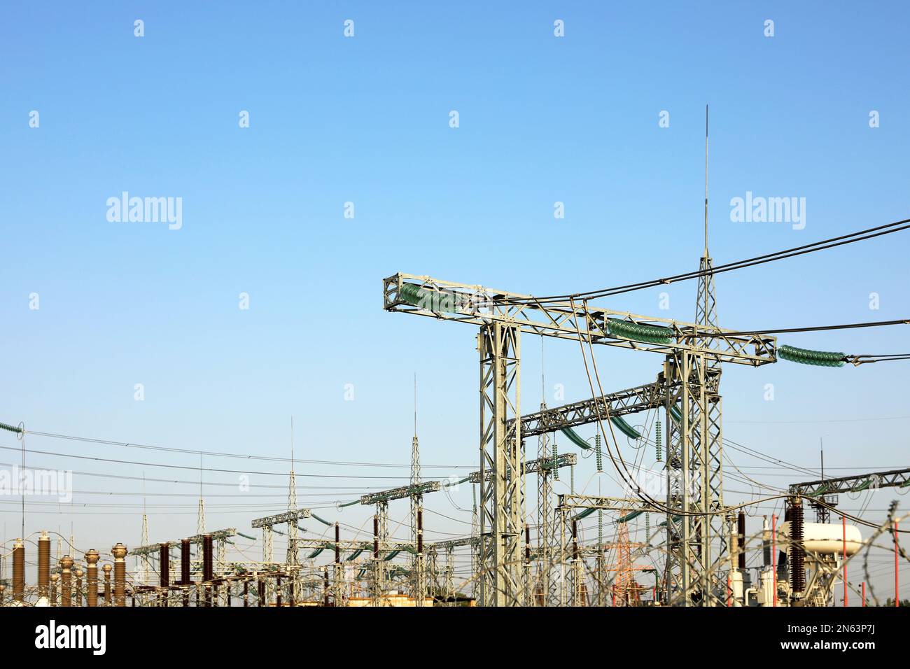 Modern electrical substation outdoors on sunny day Stock Photo - Alamy
