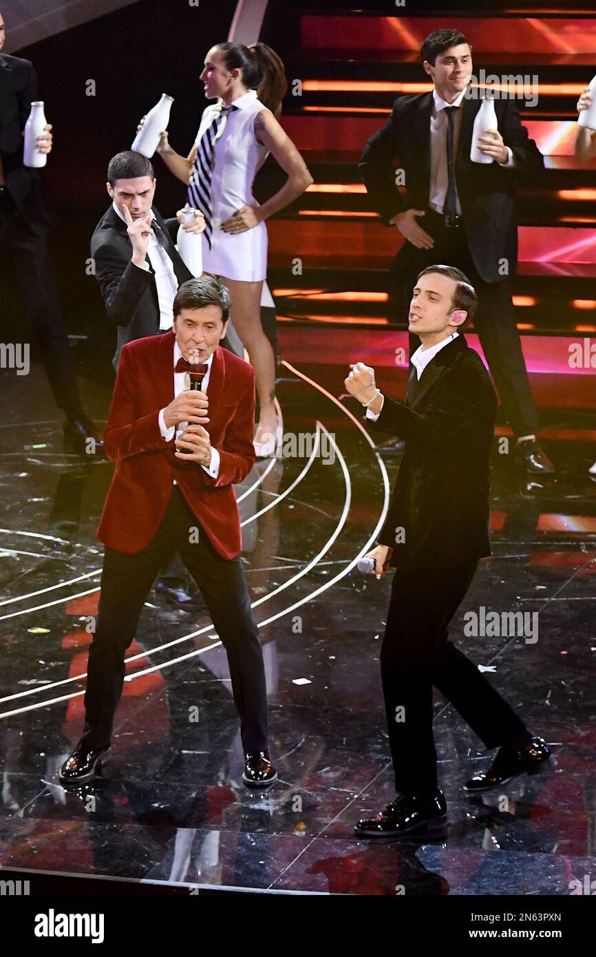 Sanremo, 73rd Italian Song Festival, Third Evening. Gianni Morandi ...
