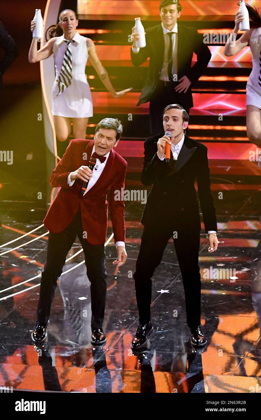 Sanremo, 73rd Italian Song Festival, Third Evening. Gianni Morandi ...